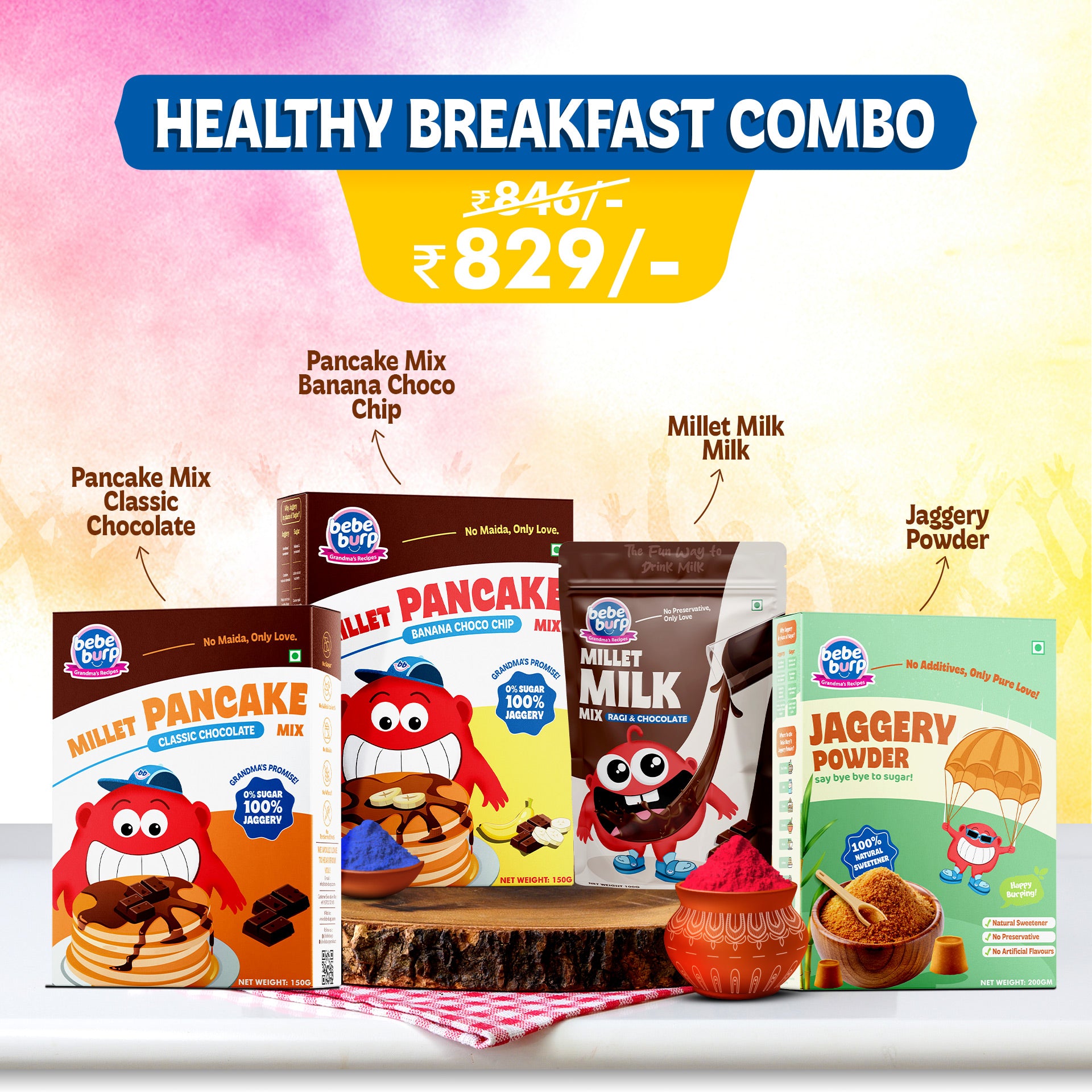 Healthy Breakfast Combo – Pancake Mixes, Jaggery & Milk Powder for ...